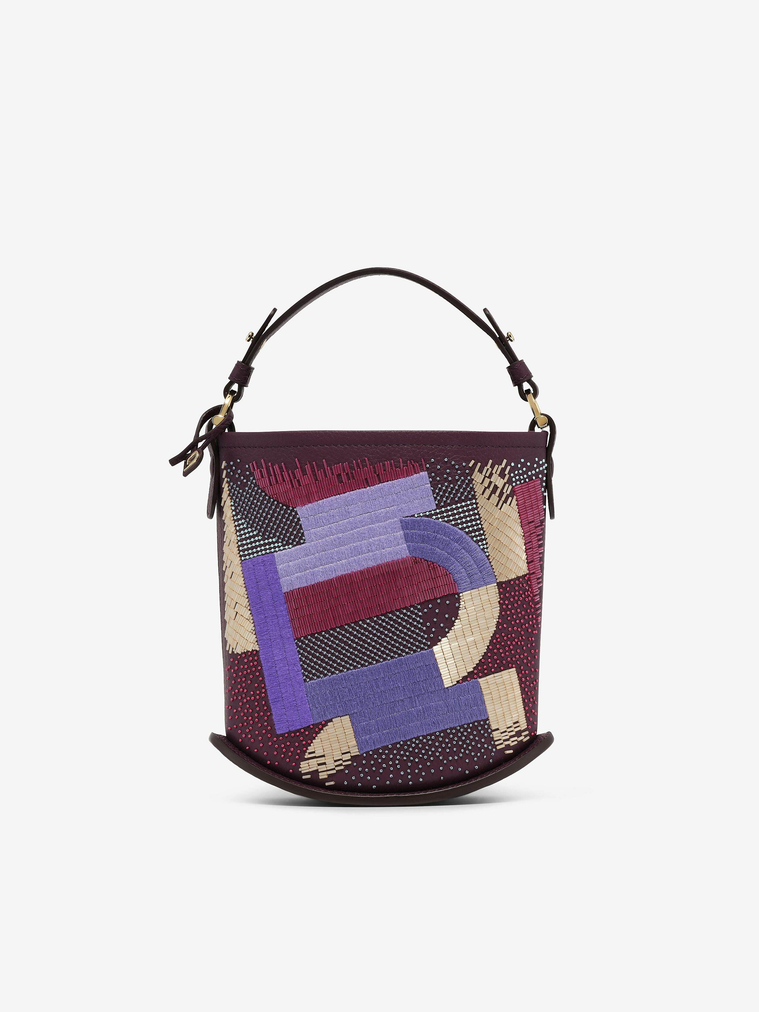 Pin Mini Bucket Medley Embroidery Plum - Top handles